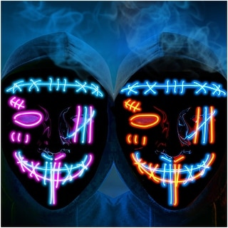 2PACK Halloween Led Mask Light Up Scary Mask Purge Mask with 3 Lighting ...