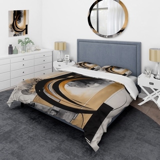 Designart "Gold Touch Art Deco II" Black Modern - Bedding Set With ...