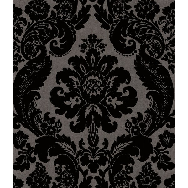 black damask pattern wallpaper
