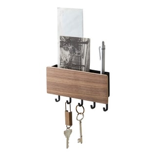 Yamazaki Home Magnetic Key Rack, Steel and Wood, Holds 2 lbs - L 1.18 x ...