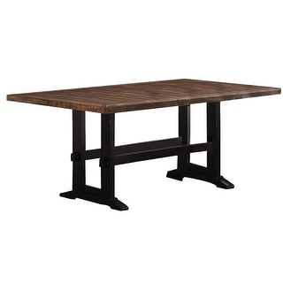 72 Inch Rectangular Dining Table, Black Trestle Base, Rustic Oak Brown ...