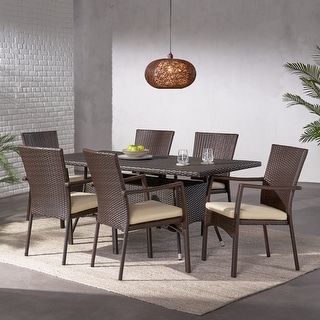 Thompson Outdoor 7-piece Wicker Dining Set with Cushions by Christopher ...