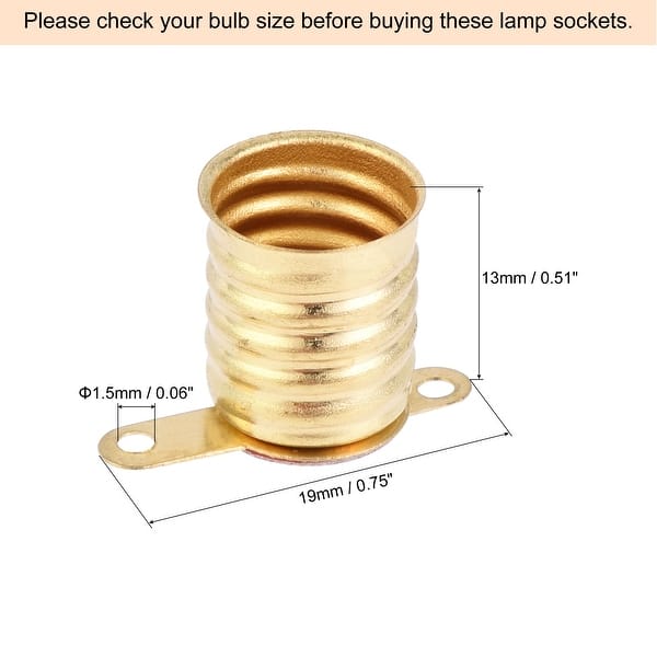 E10 Lamp Socket 30VDC 0.5A 19x13mm Bulb Holder Screw Base Gold Tone ...