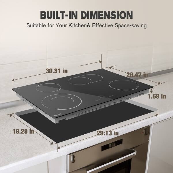 Built-in 30'' 4 Burners Smooth Surface Electric Radiant Cooktop - Bed ...