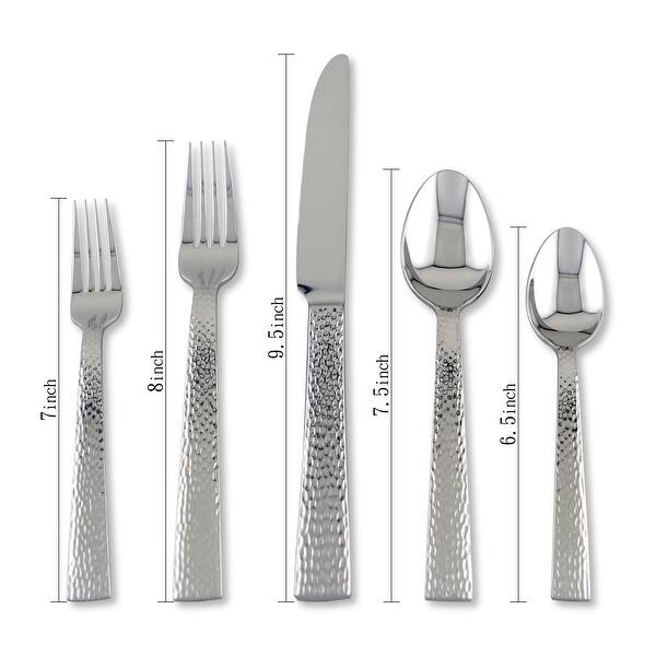 UPware 20-Piece 18/8 Stainless Steel Flatware Set with Hammered Style ...