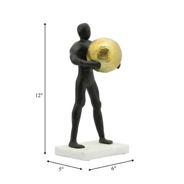 12" Metal Sculpture with Man Carrying Ball Contemporary Modern Artistic ...
