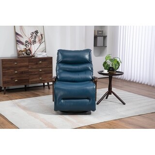 Blue PU Leather Swivel Rocker Power Recliner with Ultra-wide Seat - Bed ...