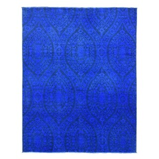 Hand Knotted Blue Overdyed & Vintage with Wool Oriental Rug (8' x 10 ...