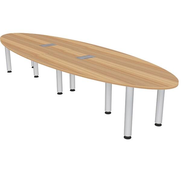 10' Oval Shaped Conference Room Table with Power Modules And Post Legs ...