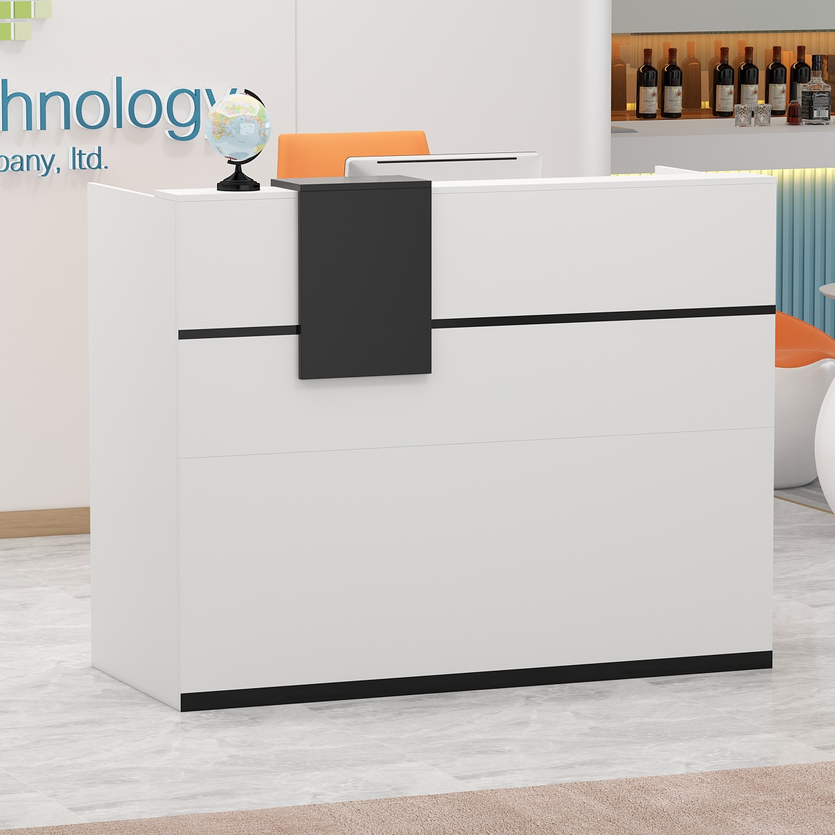 Timehchee 55.1 W 43.3 H Rectangular Wood Reception Desk White On Sale Bed Bath Beyond 35547296