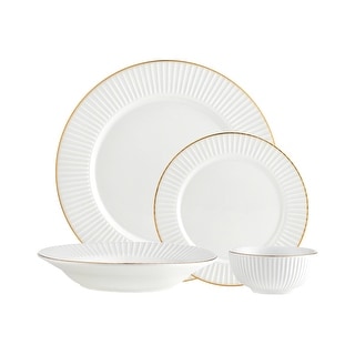Inventure Gold Rim 16 Piece Dinnerware Set, Service For 4 - Bed Bath ...