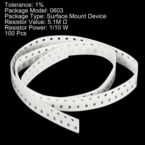 100 Pcs 0603 Chip Resistor 5.1M Ohm 1/10W Surface Mount Device SMT ...