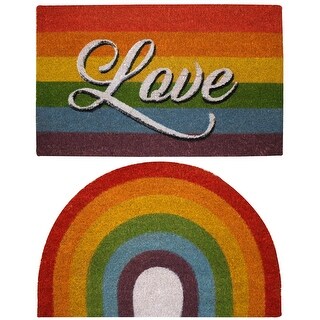 Pride Together Coir Doormat, Love Rainbow Indoor/Outdoor Rug, Non-Slip ...