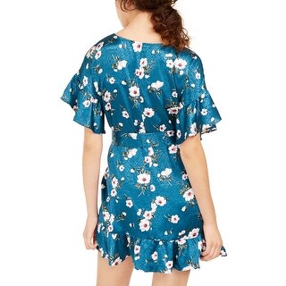 Speechless Women's Short Sleeve Micro Mini Dress Green- Size X-Large ...