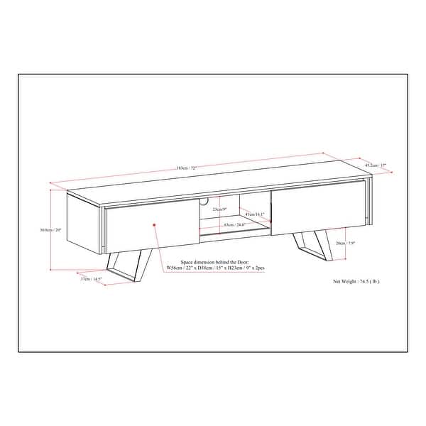 WYNDENHALL Mitchell SOLID WOOD 72 inch Wide Modern Industrial TV Media ...