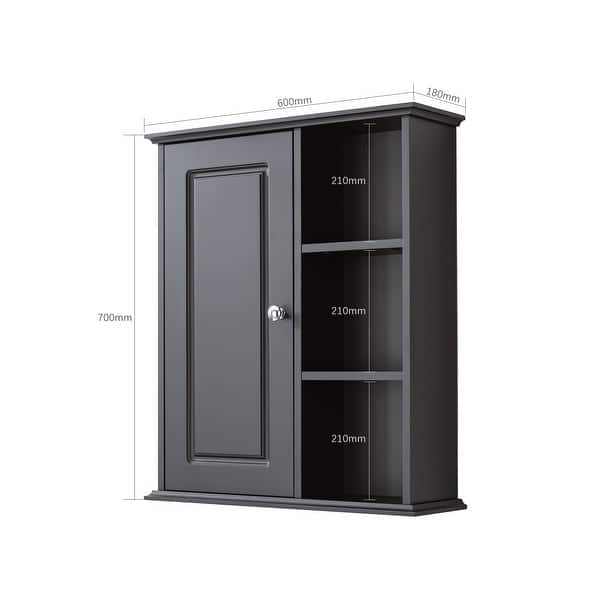 Black Wall Cabinet 3-tier Waterproof Cabinet Hanging Storage Cabinet ...