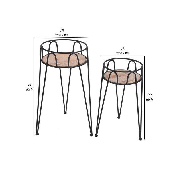 Metal Accent Stand With Lattice Frame Set Of 2 Black Saltoro Sherpi ...