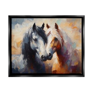 Stupell Hugging Horses Painting Framed Floater Canvas Wall Art Design ...