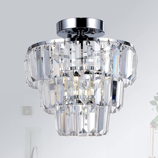 Cusp Barn 10-In Modern Crystal Pendant Lighting Glam Flush Mount ...