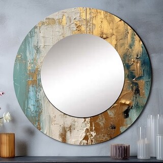 Designart "Gilded Daydreams VII" Minimalism Large Round Mirror - Modern ...