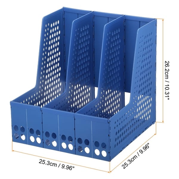 Collapsible Magazine File Holder, 3 Vertical Compartment Organizer ...