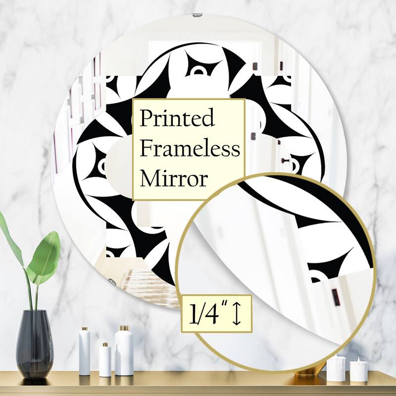 Designart Monochrome Geometric Pattern Vii Printed Modern Round Or
