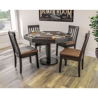 Model 48OAM8TOP 48 Inch 8 Player Handcrafted Oak Poker Table in Mocha ...