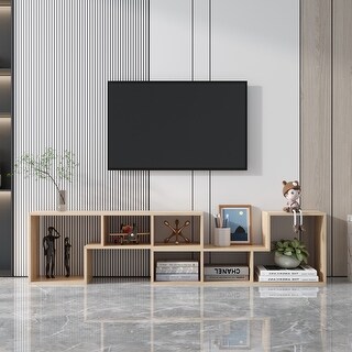 41 inch L-Shape Oak TV Stand Display Shelf Gaming Room Bookcase Home ...