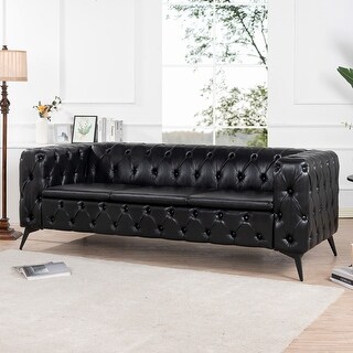 Removable Cushion Couch Square Arm 3 Seater Sofa w/ Foam Cushions - Bed ...