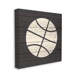 Stupell Basketball Shape Rustic Sports Country Pattern Canvas Wall Art ...