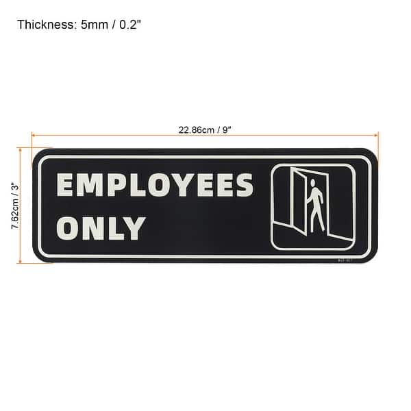 9"x3" Employee Only Sign Self Adhesive Information Sign Sticker - Black ...