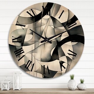 Designart "Abstract Neutral XIII" Modern Geometric Oversized Wood Wall ...