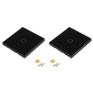 Touch Light Switch 1 Gang 1 Way Tempered Glass Panel Black Pack of 2 ...