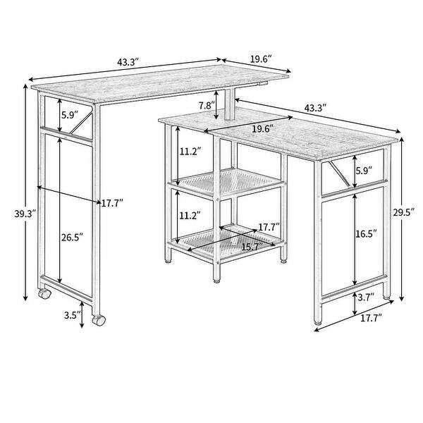 Industrial L Shaped 360 Degree Rotating Standing Corner Computer Desk ...