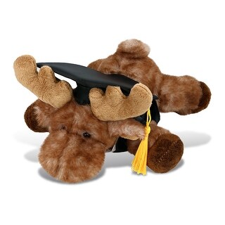 DolliBu Brown Lying Moose Graduation Plush Toy with Gown and Cap - 9 ...