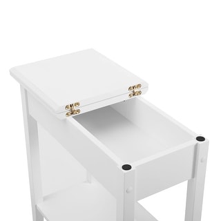 Roxy Narrow End Table with Storage, Flip Top Narrow Side Tables for ...