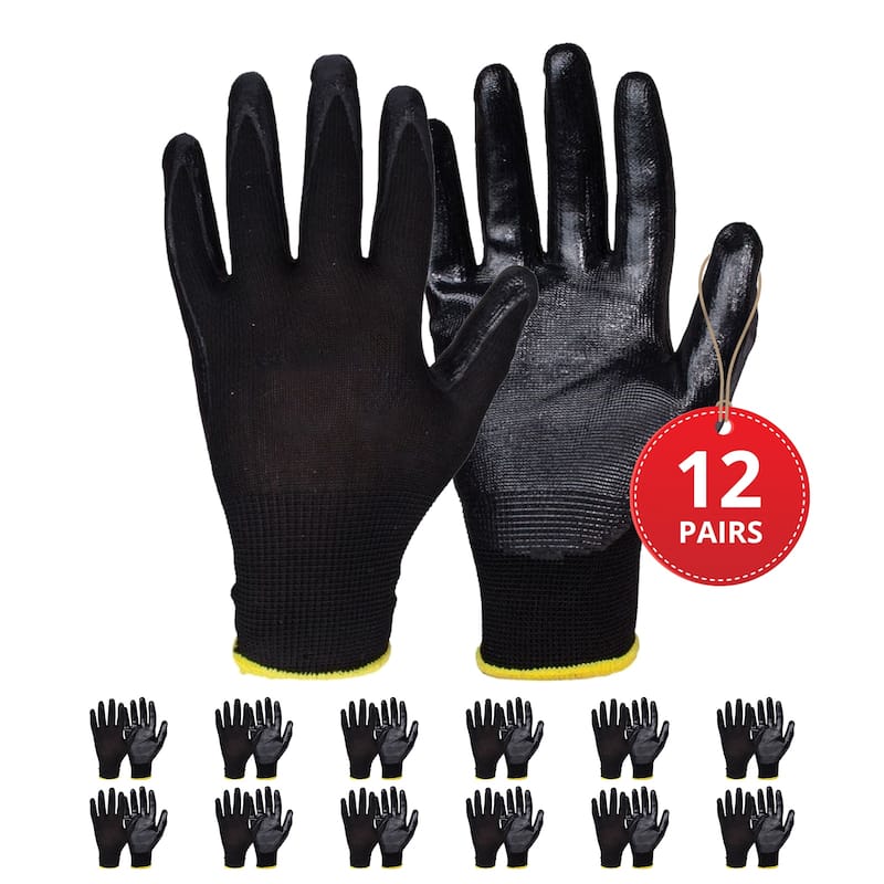 12 Pairs PU Safety Work Gloves Mechanic Gloves General Purpose Work Gloves Large Size - On Sale ...