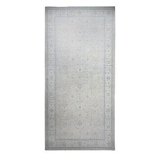 Shahbanu Rugs Grandma Gray Pure Wool Washed Out Mahal Design Natural ...