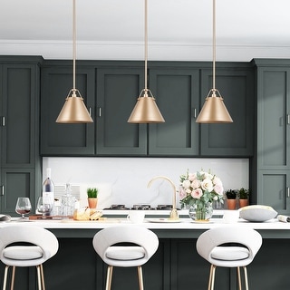 Modern Gold 1-Light Metal Pendant Lights for Dining Room Kitchen Island ...
