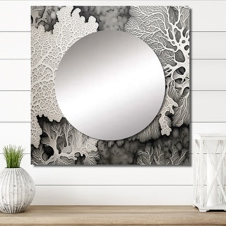 Designart "Abstract Black And White Corals Reef" Coastal Coral Wall ...