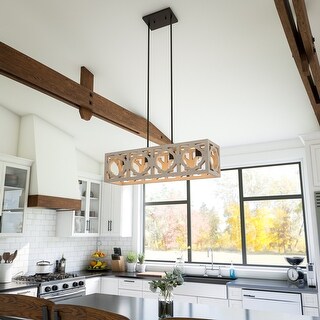 Neal Black and Weathered White 4 Light Island Light w/o Mesh - 34" x 10 ...