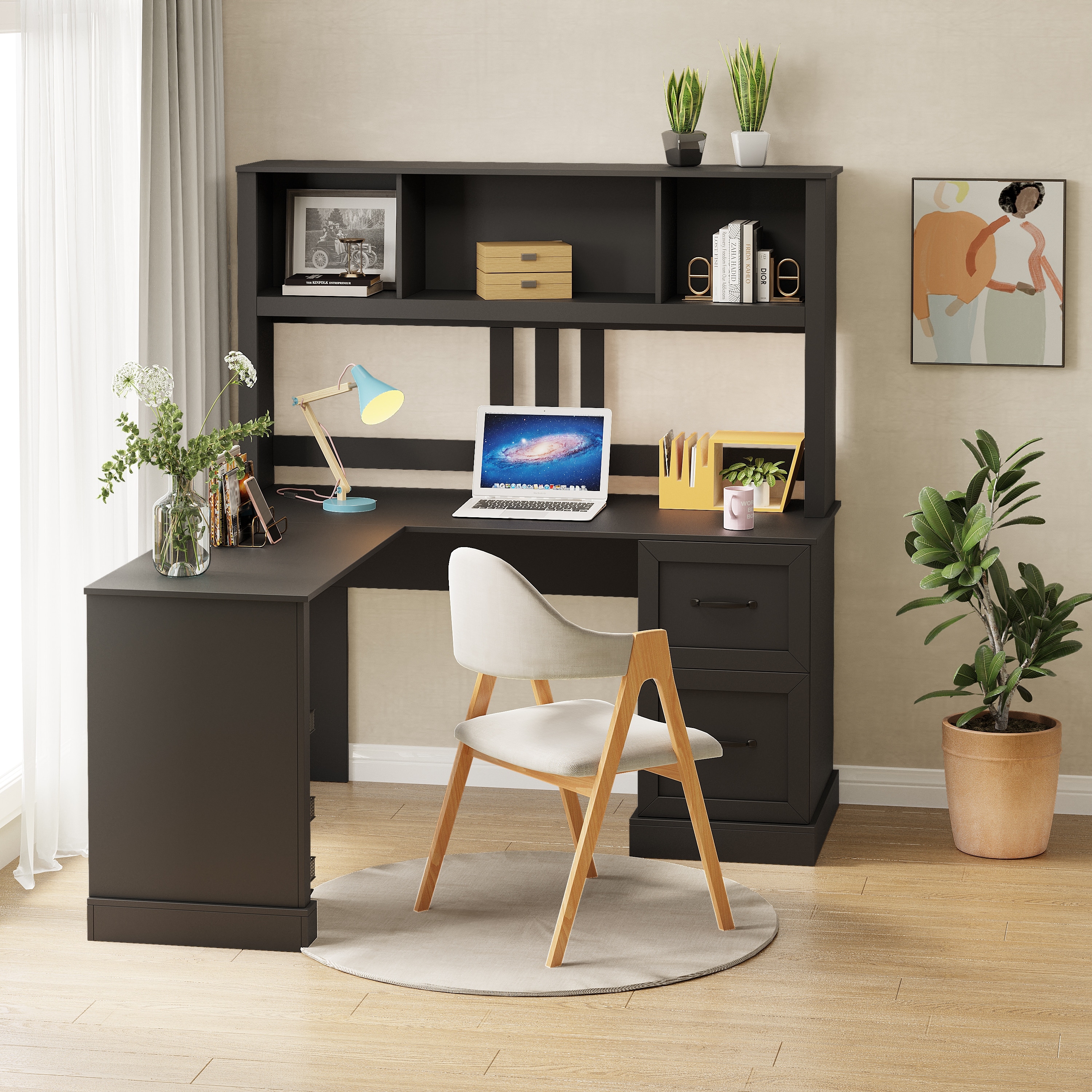 Modern Home Office Computer Desk with Hutch - Bed Bath & Beyond - 37397292
