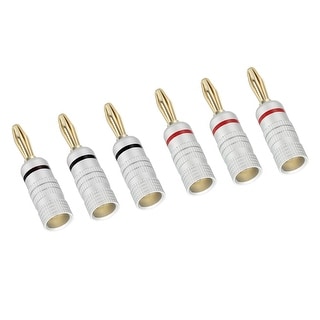 Banana Plugs Jack Connector 4mm Gold-Plated Copper Straight Head 6Pcs ...
