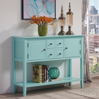 Light Blue Sideboard Storage Cabinet Console Table with 2 Drawers - Bed ...