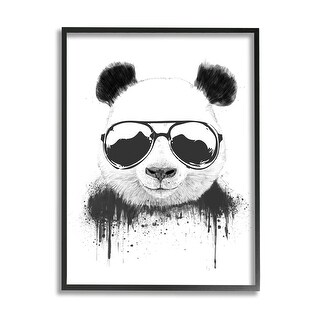 Stupell Cool Panda Sunglasses Black And White Paint Drip Framed Wall ...