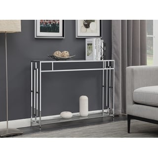 Convenience Concepts Town Square Chrome Console Table with Shelf - Bed ...