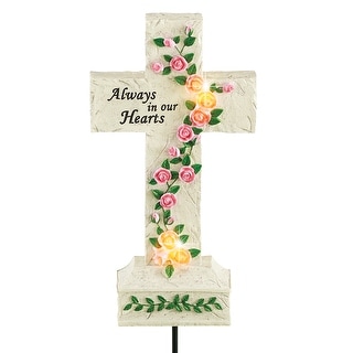 Always in our Hearts Memorial Cross Ground Stake with Solar Lighted ...