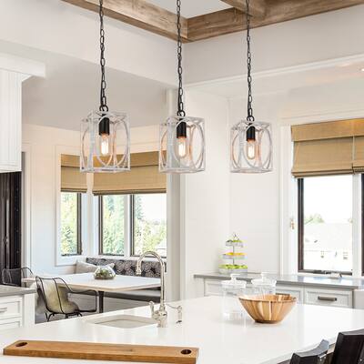 Modern Farmhouse 4-Light Lantern Chandelier Frame Pendant Lights for ...