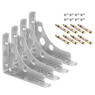 Shelf Brackets, 4Pcs Stainless Steel Triangle Side Supporter w Screws ...