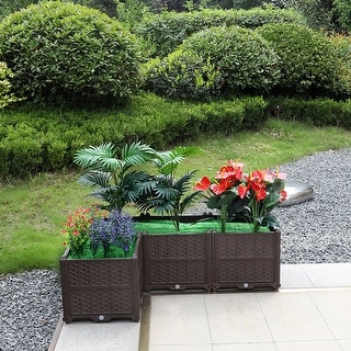 Indoor-Outdoor Plastic Planter Grow Box Rectangular Raised Garden Bed ...